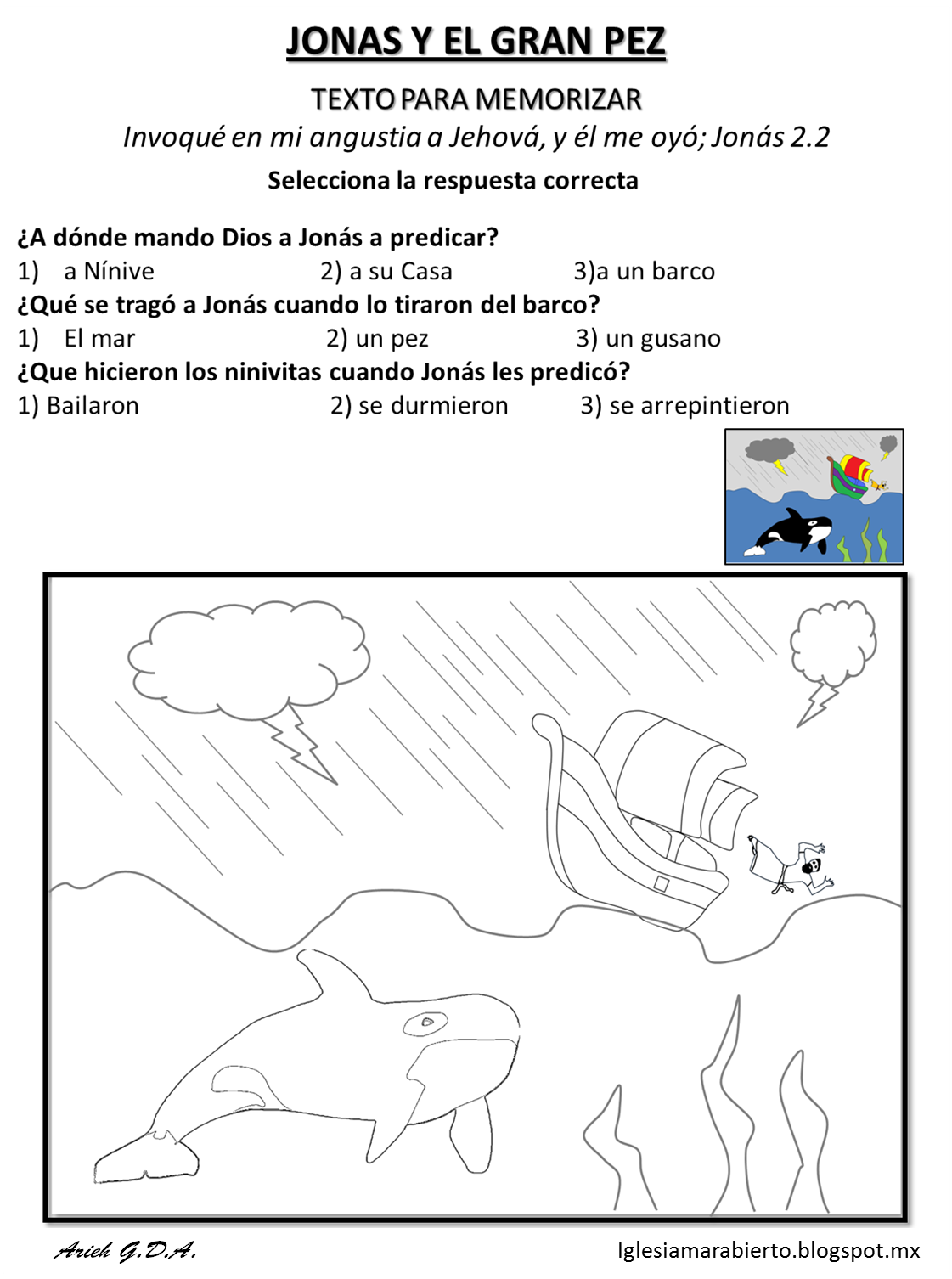 IGLESIA MAR ABIERTO: ESTUDIO BÍBLICO PARA NIÑOS (JONÁS Y EL GRAN PEZ))