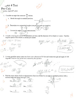 Math Classes Spring 2012: Pre-Calc Answer Key to Chapter 4 Test