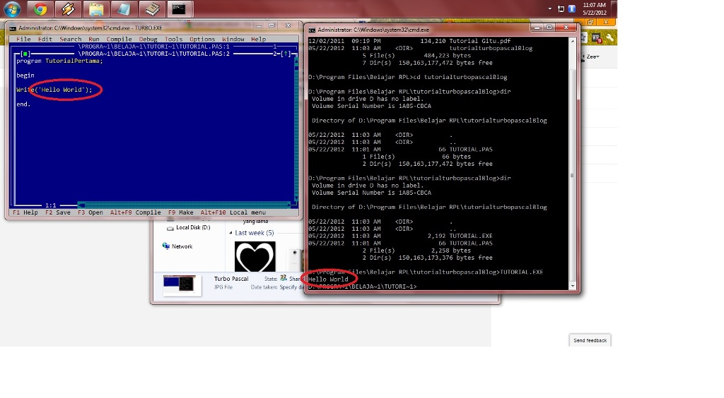 Fadhly Zee Belajar Program: Tutorial Pertama Membuat Program Turbo Pascal "Hello World"