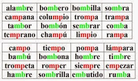 Blog de 3º de Primaria: PALABRAS CON MB Y MP