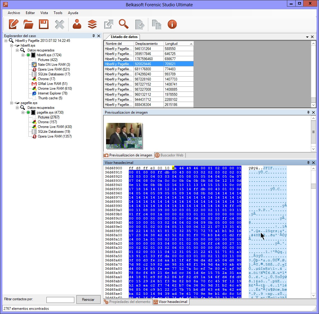 Belkasoft Forensic Studio Ultimate. Reconstruir imágenes desde un volcado de memoria – Javier Tobal