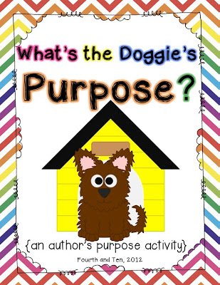 Fourth and Ten: What's the Doggie's Purpose: Author's Purpose Freebie