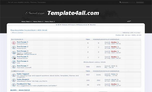Dark Black Shadow Phpbb3 Theme Template