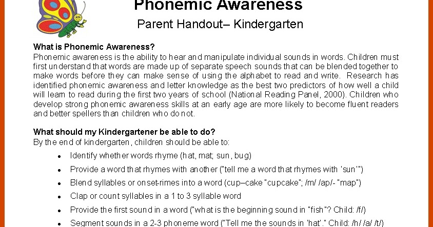 Classroom Freebies: Parent Handouts for Phonemic Awareness