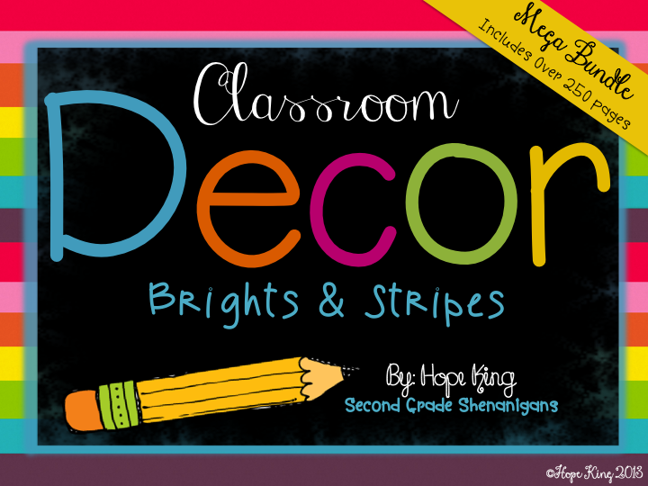 Elementary Shenanigans: Classroom Decor Mega Bundle: Brights and Stripes