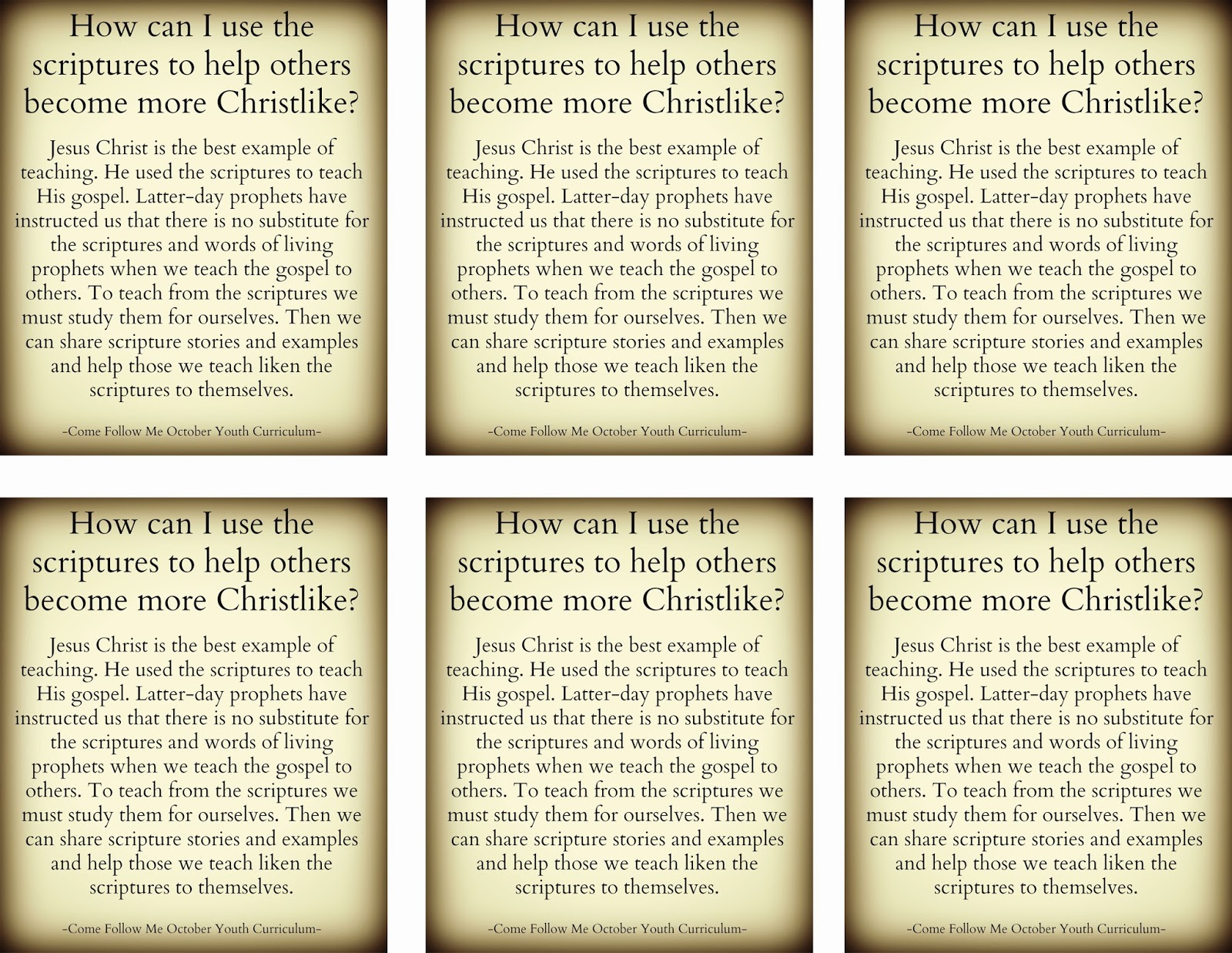 October Sunday School Handouts - Becoming More Christlike {English ...