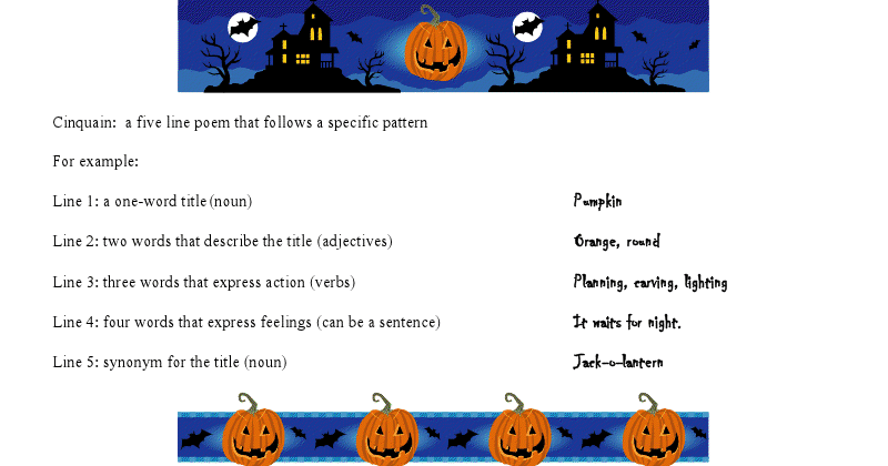 Middle School Matters Blog: Halloween Cinquain