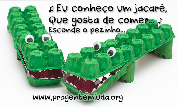 Pra Gente Miúda: Jacaré com reciclagem de caixa de ovo Pra Gente Miúda: Jacaré com reciclagem de caixa de ovo