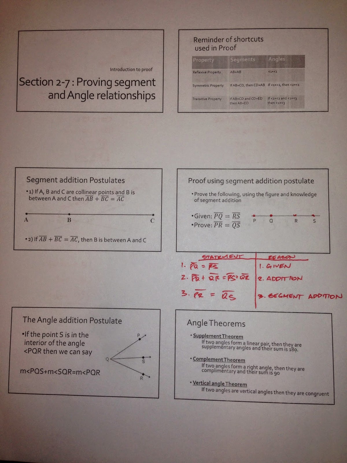 Honors Geometry - Vintage High School: Section 2-7 Proving Segment and ...