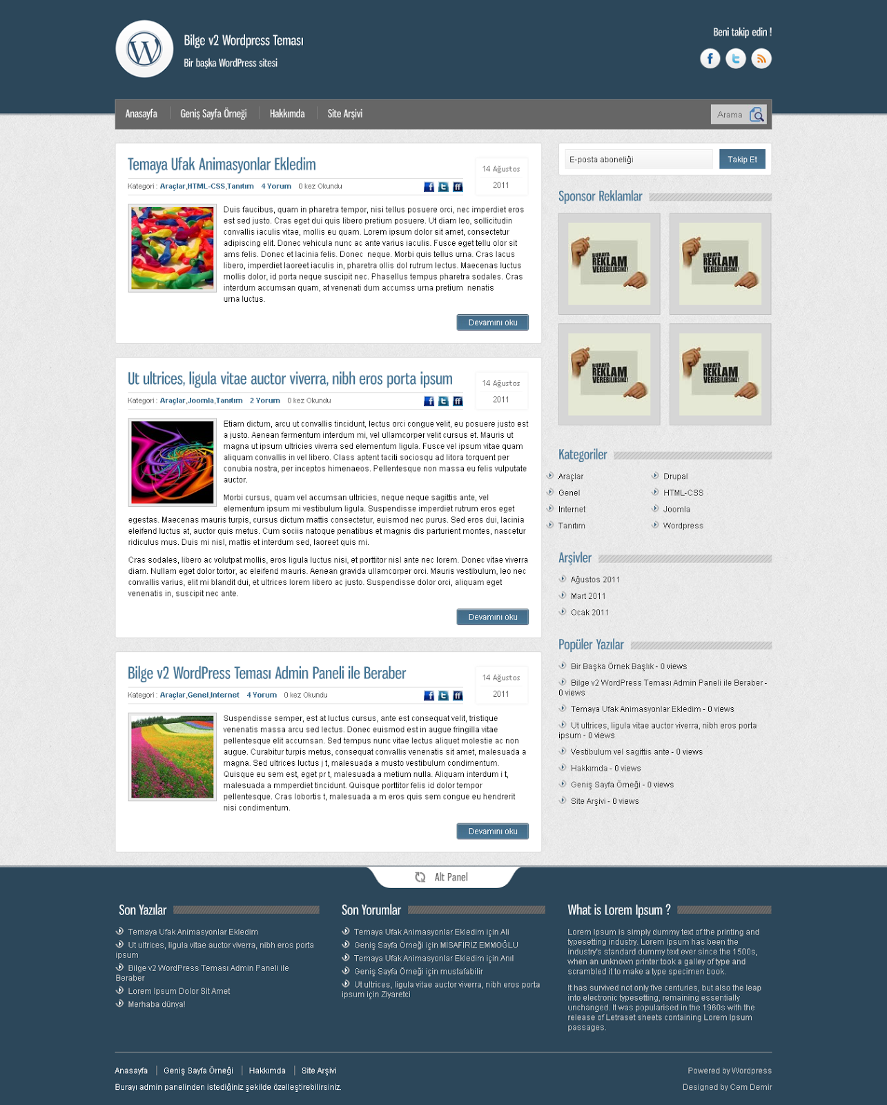 Wordpress Bilge v2 Teması - Script Hocasi