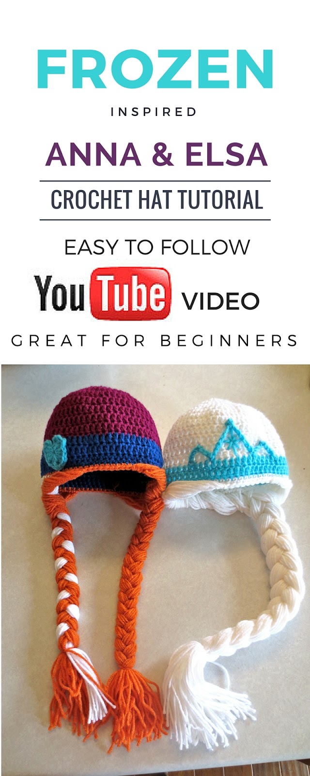 HanDIY Tutorials: Free Frozen Inspired Anna and Elsa Crochet Hat Tutorial