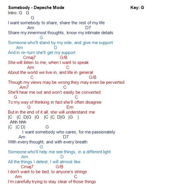 TalkingChord.com: Depeche Mode - Somebody (Chords)
