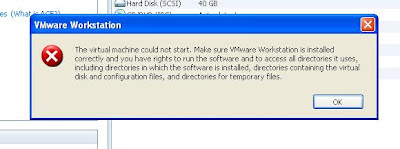 Application Development: The virtual machine could not start - VMware Workstation
