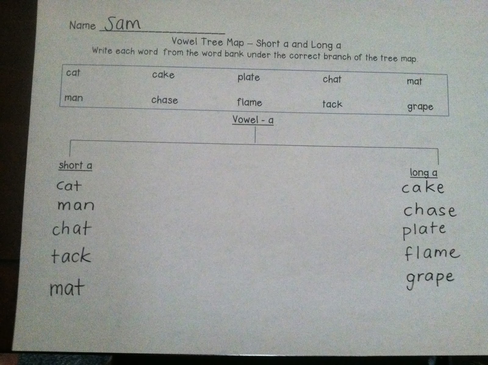 Short and Long Vowel Tree Maps - Team J's Classroom Fun