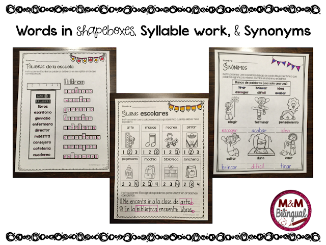 M&M Bilingual: Word Work in Spanish