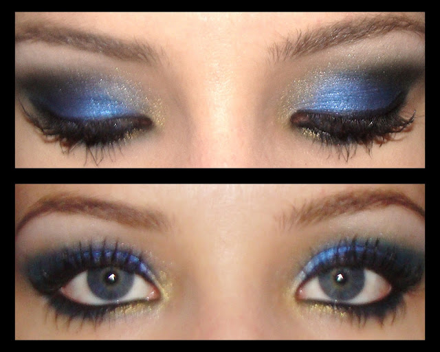 Estilo Vaidade: Make azul com preto esfumado + canto dourado
