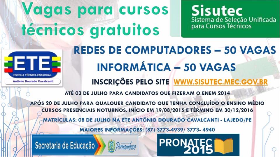 GRE-Garanhuns: Vagas para cursos técnicos gratuitos GRE-Garanhuns: Vagas para cursos técnicos gratuitos