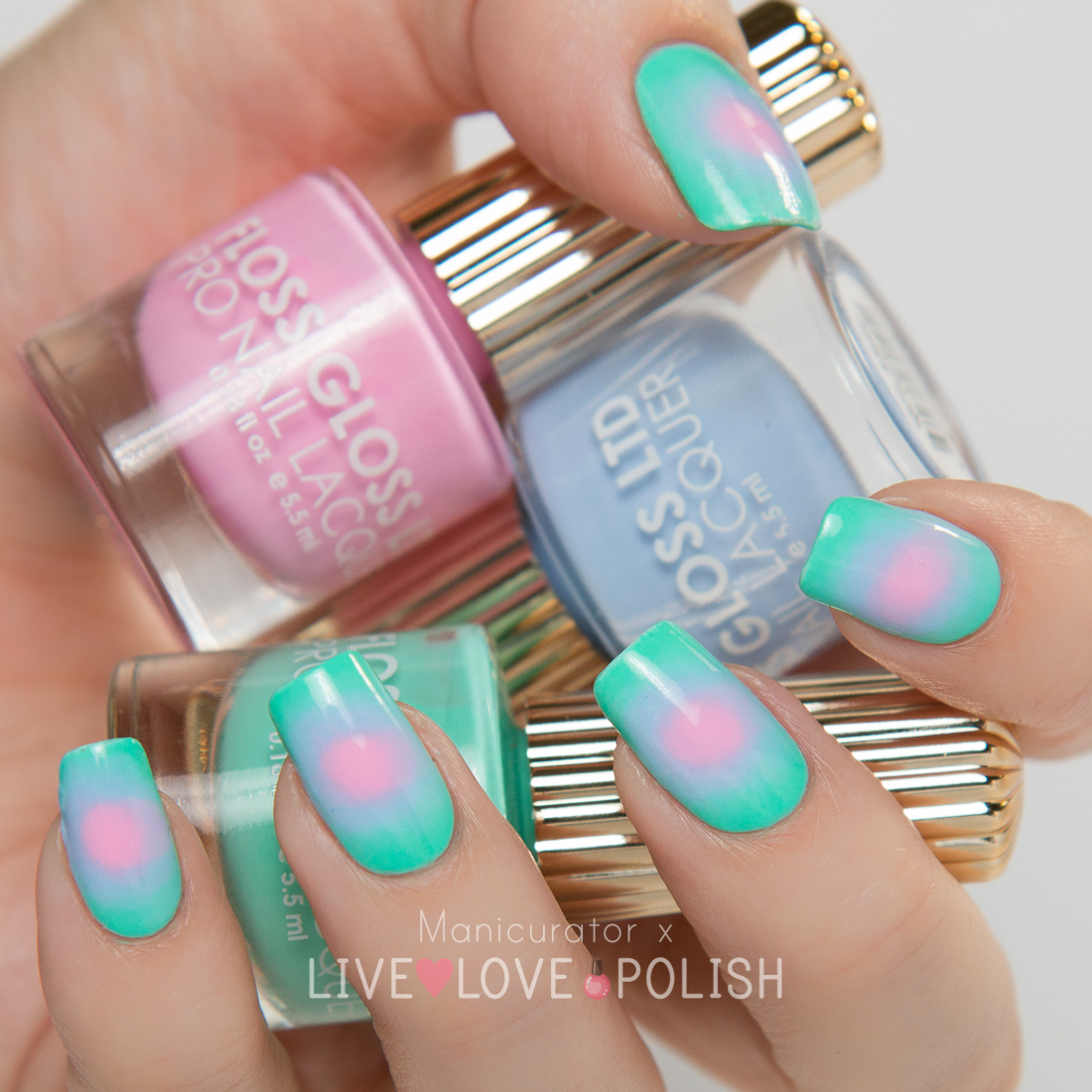 Live Love Polish - Floss Gloss Circular Gradient Glitter Easter Nail Art
