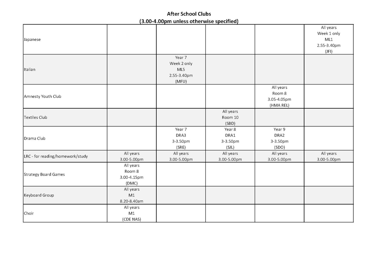 WCSC News After School Clubs List Published wcsc-news-after-school-clubs-list-published