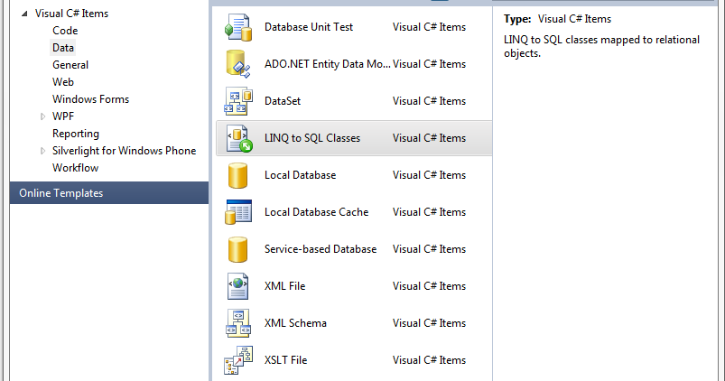 LINQ to SQL Classes Generation in Visual Studio 2010 - Code Arsenal
