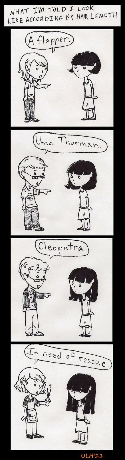 Uly's Comics: What I'm Told I Look Like, According By Hair Length.