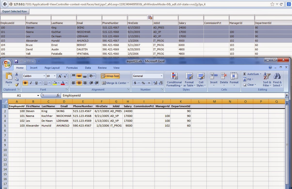 Export Selected Rows Only in ADF Table Export Selected Rows Only in ADF Table