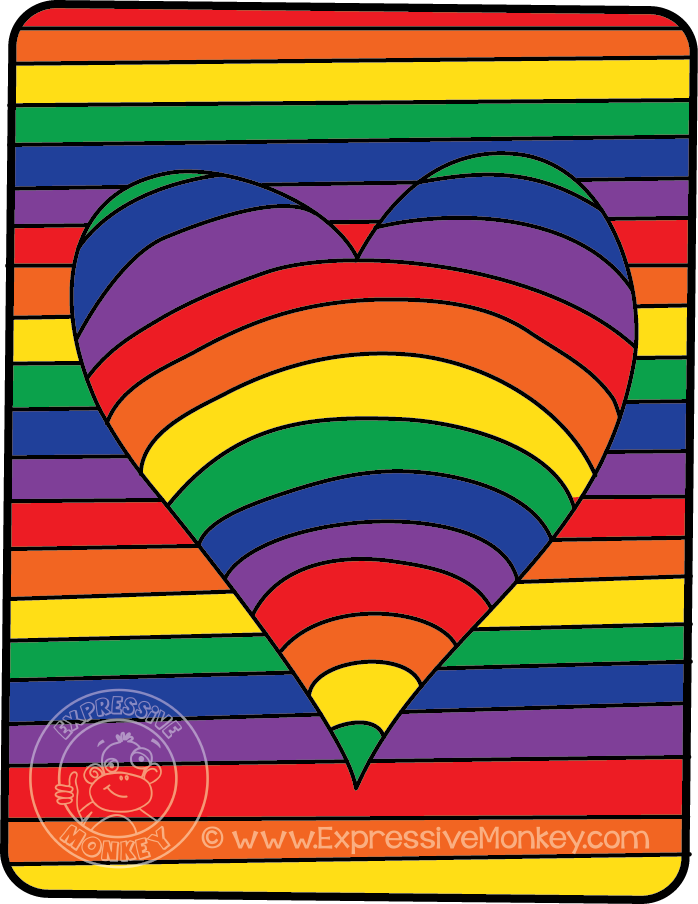Color Theory using Op Art Hearts - Expressive Monkey