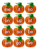 Ms. Lane's SLP Materials: Reading: Pumpkin Sight Words (CV, VC, and CVC ...