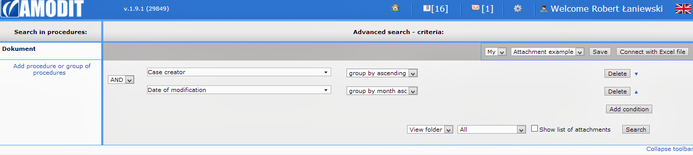 AMODIT - workflow learns from You: Folder views and search results