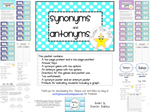 Super Star Skills: Synonyms and Antonyms - Surfing to Success