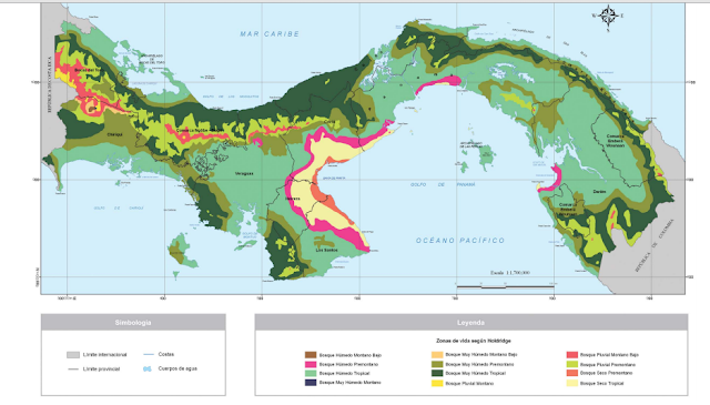 GEOGRAFÍA TURÍSTICA DE PANAMA: Mapa de las zonas de vida de Panamá según Holdridge