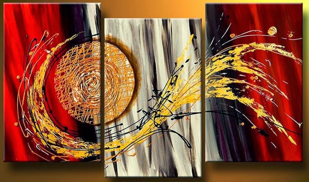 Cuadros Modernos Pinturas y Dibujos : Cuadros Trípticos Abstractos Modernos