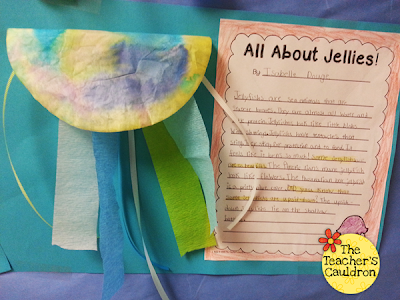 Jellyfish writing and Thanksgiving Centers - Teacher by the Beach