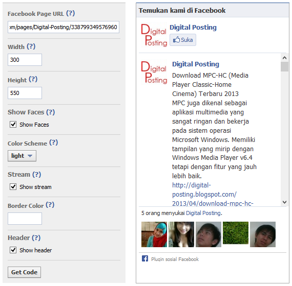 Cara Memasang Like Box/Fans Page Facebook Pada Blog