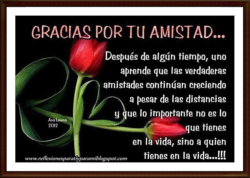 Reflexiones para TI y para MÍ: * Gracias por tu Amistad ...