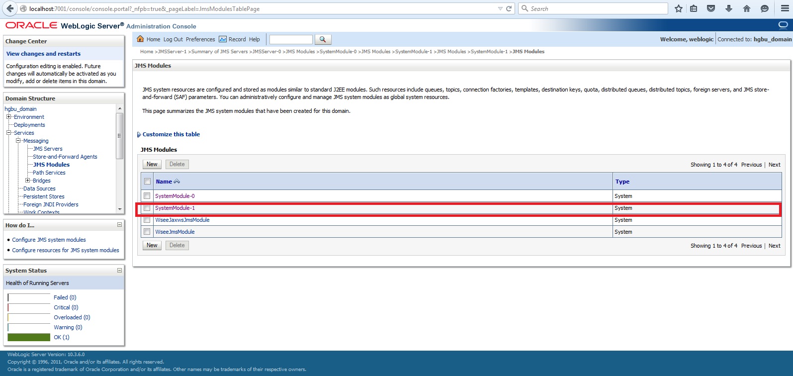 Configuring JMS Server, JMS Module, JMS Connection Factory and JMS Queue in Weblogic