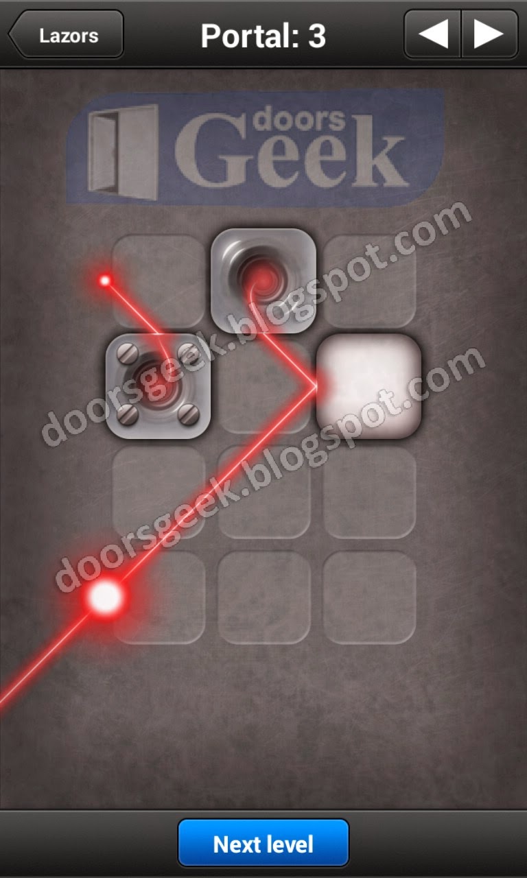 Lazors [Portal] Level 3 Solution ~ Doors Geek