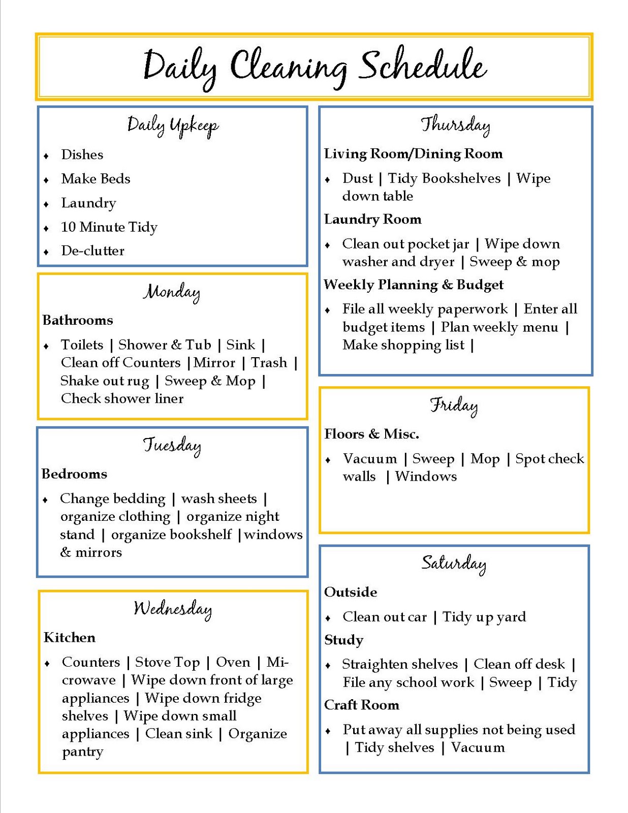House Cleaning House Cleaning Organization Schedule Printable house-cleaning-house-cleaning-organization-schedule-printable
