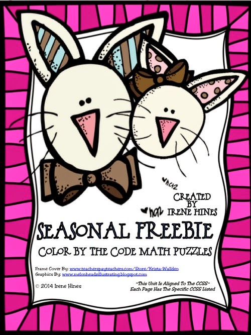 Irene Hines : Free Bunny Color By The Code Math Puzzles!