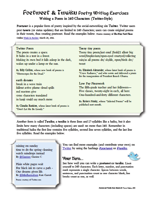 Students Hate Writing Poems? Try a Poet-Tweet or Twaiku! - Classroom ...