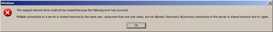 The Sysadminosaurus' IT blog: Windows System error 1219, multiple connections to a server or ...