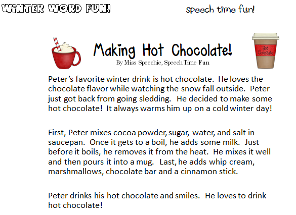 Winter Word Fun! - Speech Time Fun: Speech and Language Activities