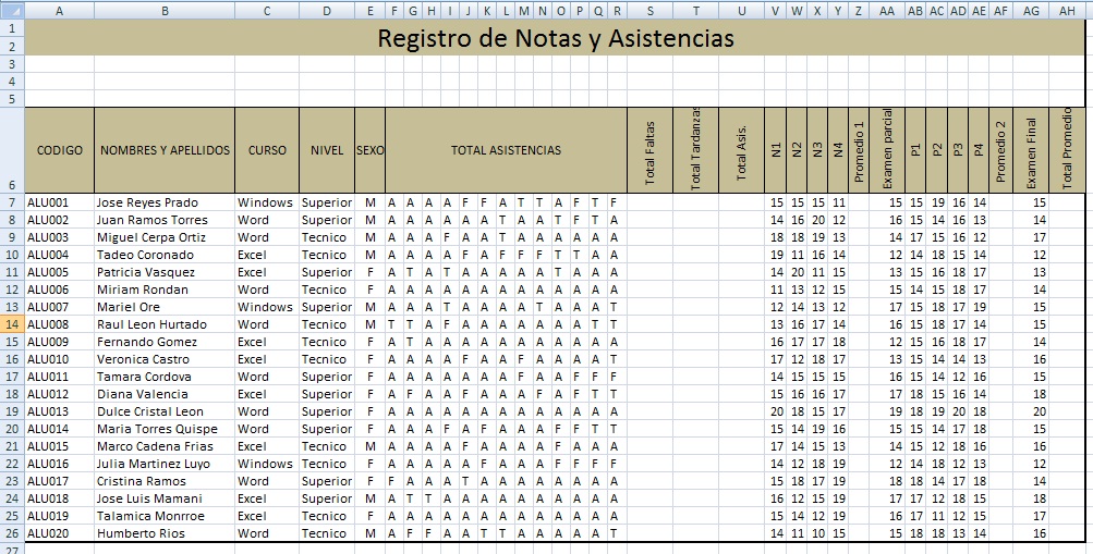 DESIGNHARD - Informática Web Pc: Diseña el Registro de Asistencias y Notas