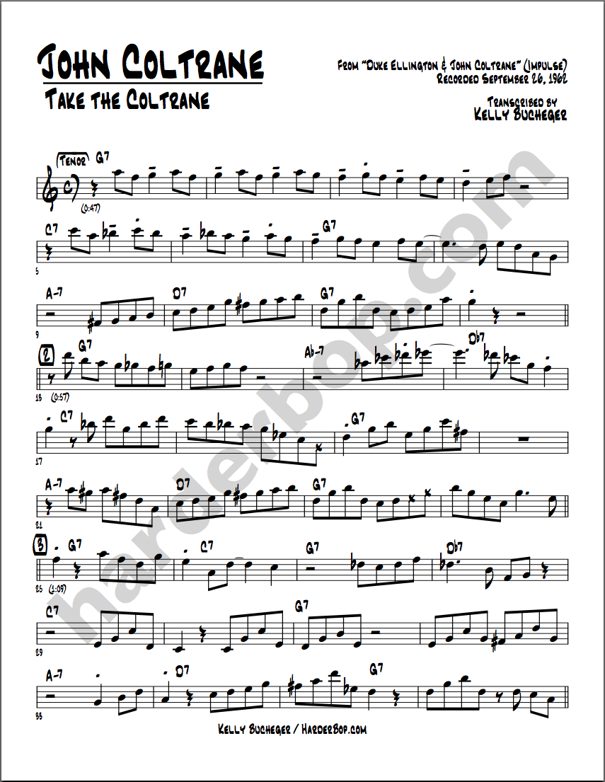 Harder Bop: John Coltrane • “Take The Coltrane” transcription