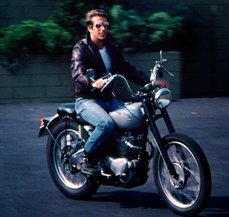 Just A Car Guy: the motorcycles the Fonz had on Happy Days... started with a Harley, then ...