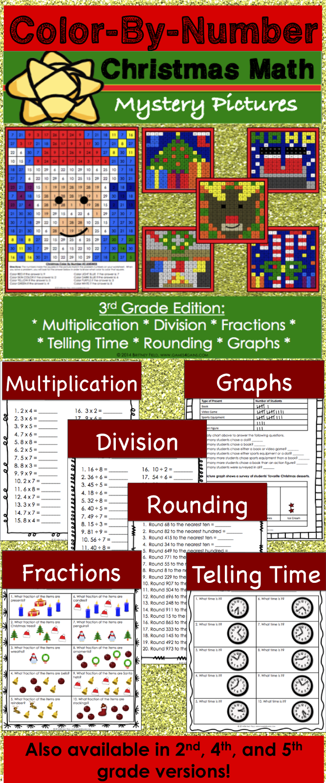 The Best of Teacher Entrepreneurs: MATH GAME - Christmas Math Color-By ...