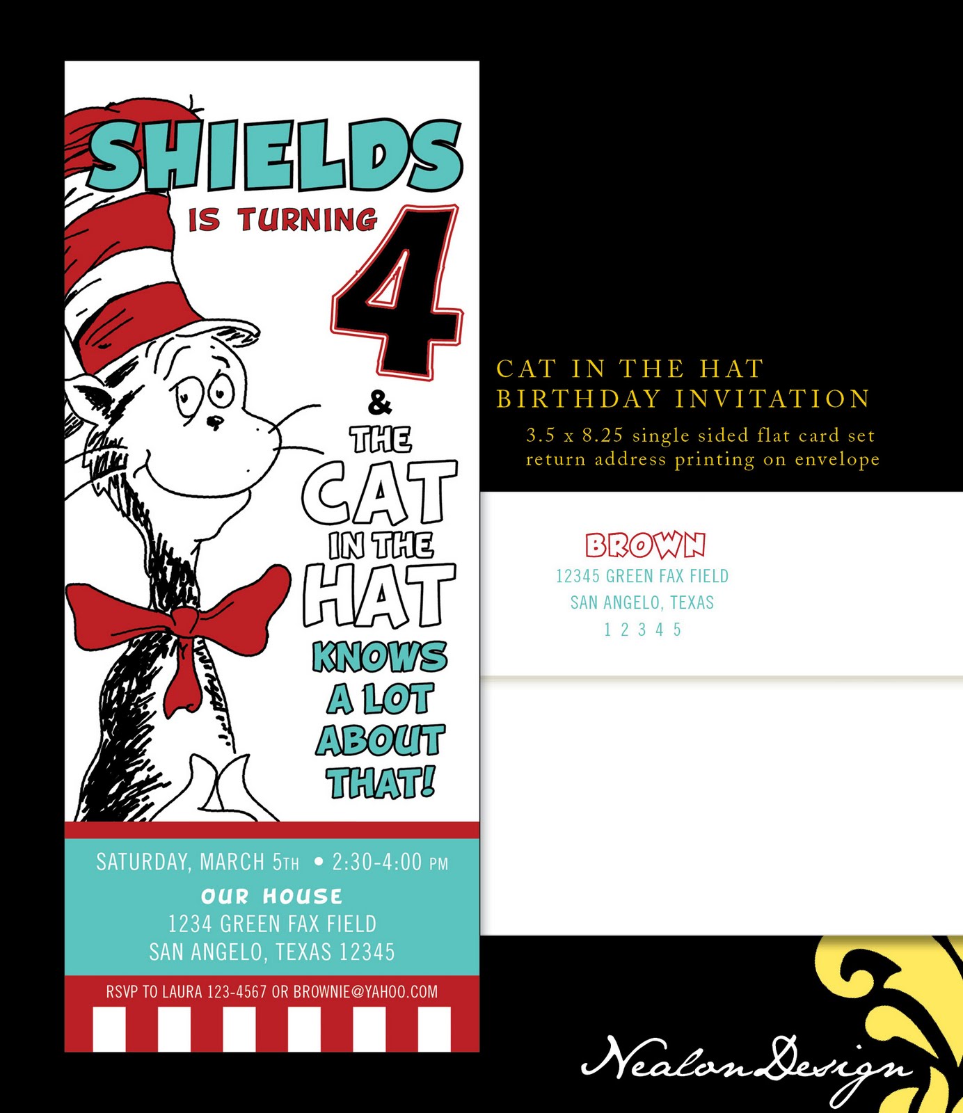 Nealon Design Cat In The Hat Birthday Invitation nealon-design-cat-in-the-hat-birthday-invitation