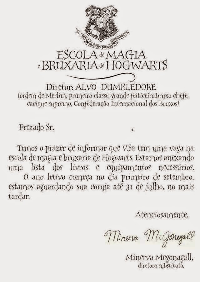 Carta da Escola de magia e Bruxaria de Hogwarts ( Monte a sua ... Carta da Escola de magia e Bruxaria de Hogwarts ( Monte a sua ...