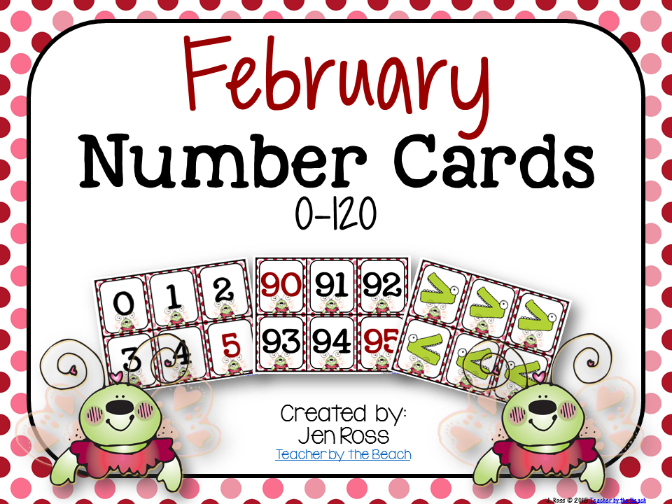 Monthly Number Cards {Freebie} - Teacher by the Beach