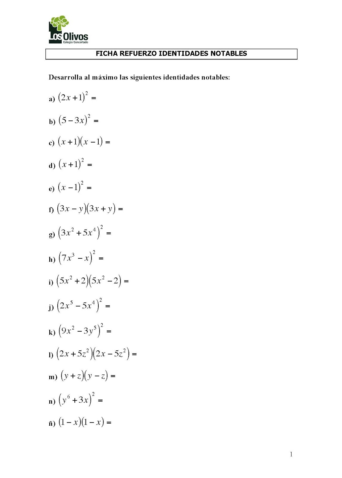 [2º ESO] - FICHA DE IDENTIDADES NOTABLES